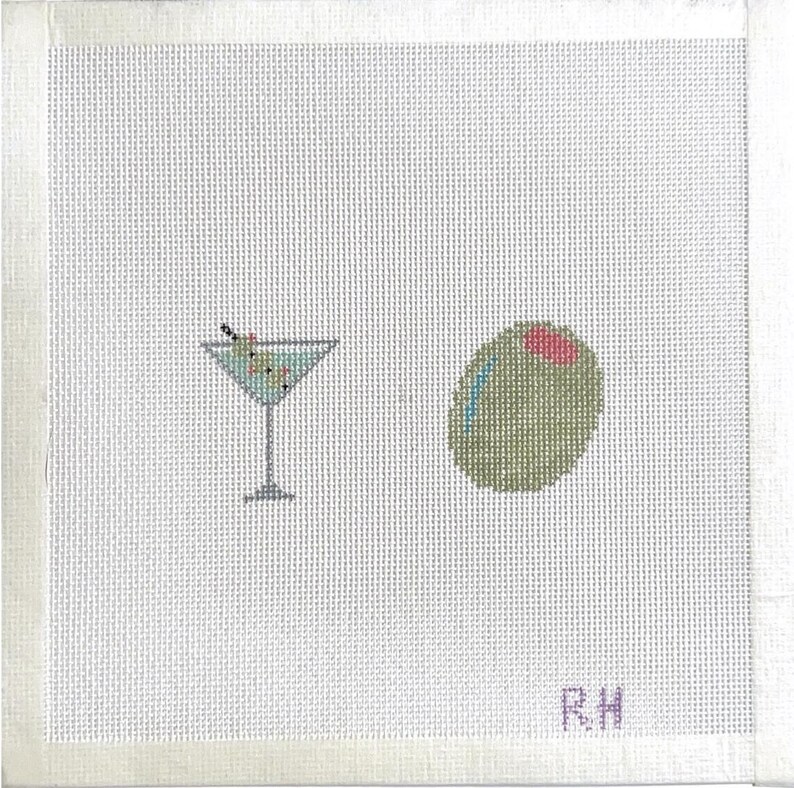 Mini Olive and Martini Glass Needlepoint Canvas Purse Charm Set - Etsy