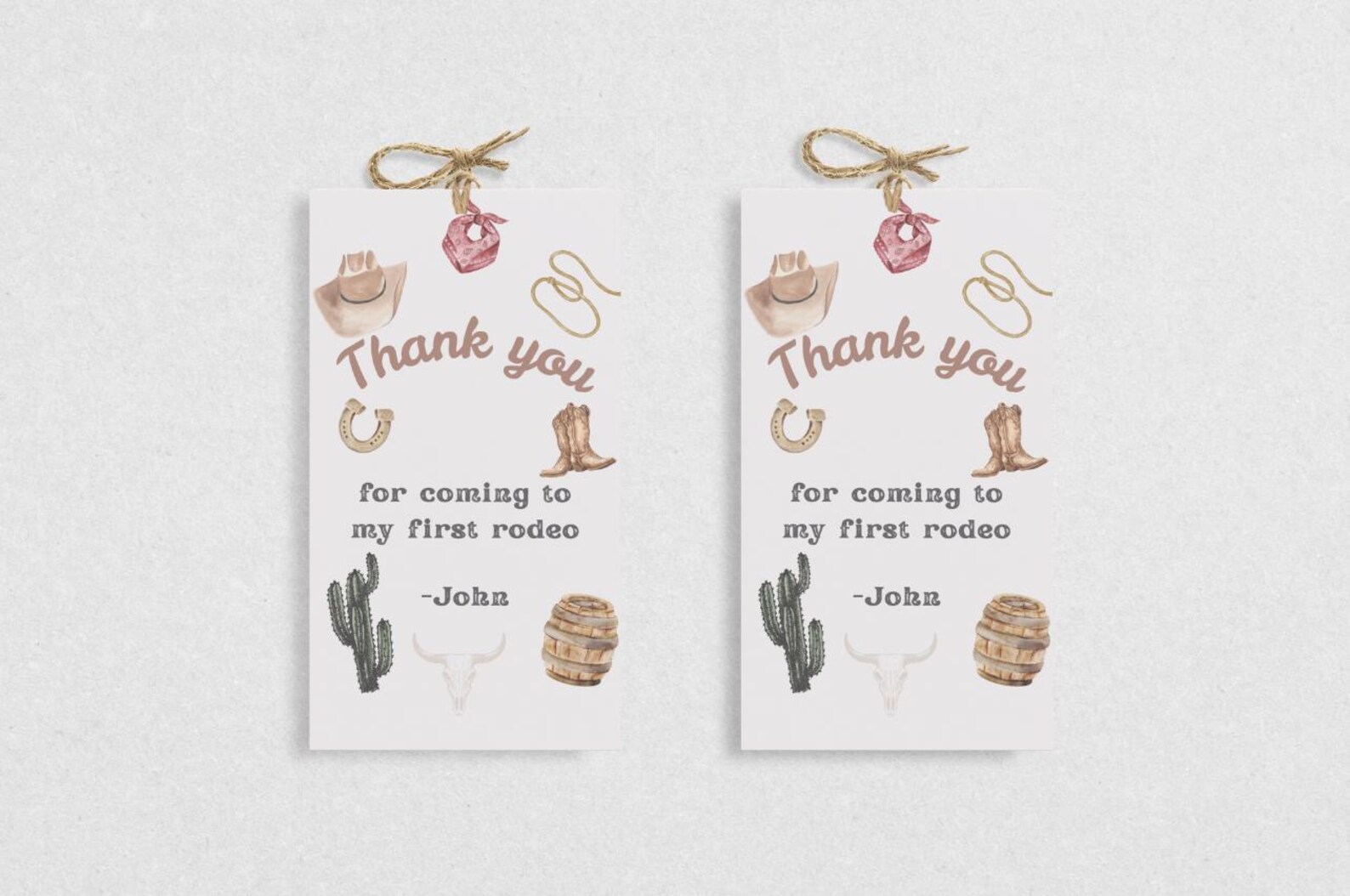 Editable First Rodeo Birthday Favor Gift Tags Template Canva | Cowboy ...