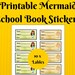 Printable Mermaid School Book Stickers, Name Labels, School Supplies ...