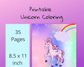 50 Pages Printable Unicorn Coloring Pages PDF - Etsy