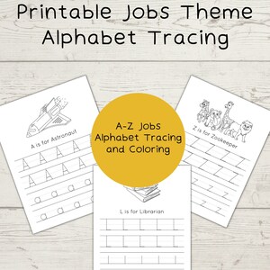 Printable Alphabet Tracing Worksheets, Jobs Theme ABC, Instant Download ...