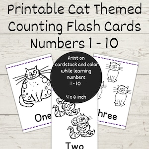 Printable Numbers 1 - 10 Flash Cards, Coloring Cats, Educational ...