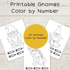 Printable Gnomes Color by Number, Kids Color by Numbers, 20 Pages ...