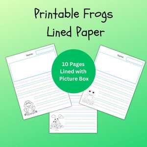 Printable Frogs Lined Paper With Picture Boxes, 10 Pages, Instant ...