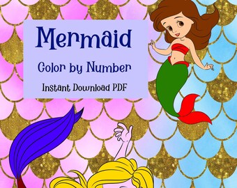 Color by Number Mermaid - Etsy