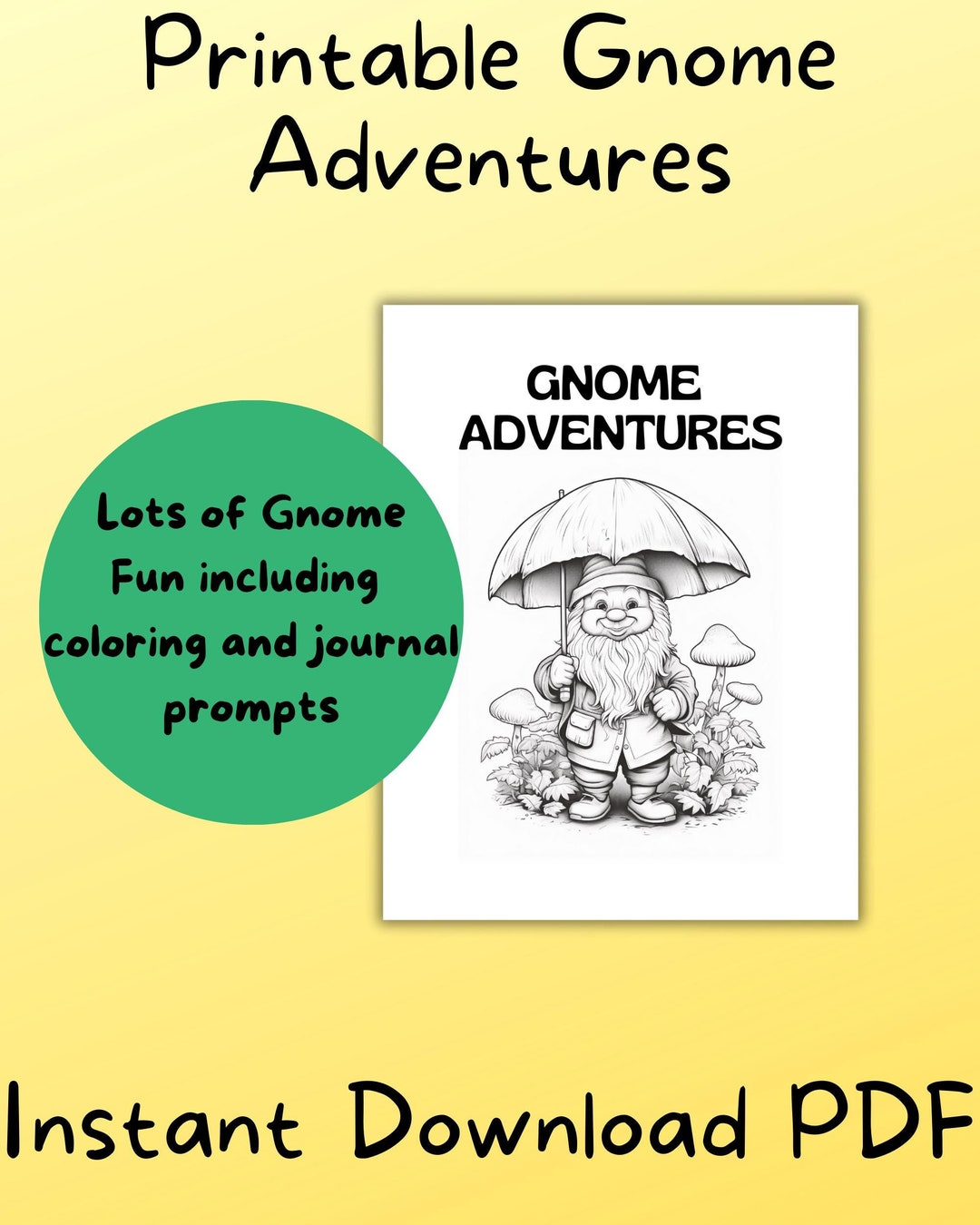 Printable Gnome Adventures Coloring and Journal/story Prompts, 40 X ...