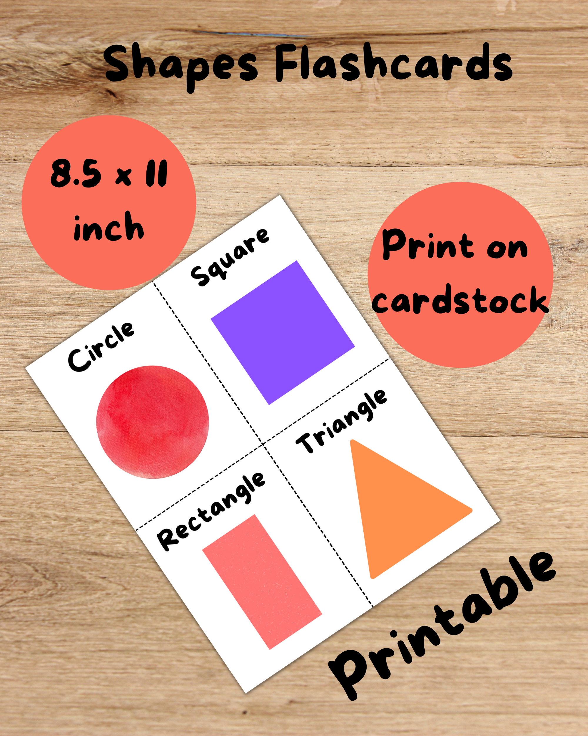 Printable Shapes Flash Cards, Educational Instant Download PDF, 8.5 X ...