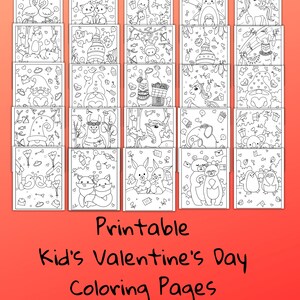 Printable Kid's Valentine's Day Coloring Pages, 25 Pictures, Instant ...