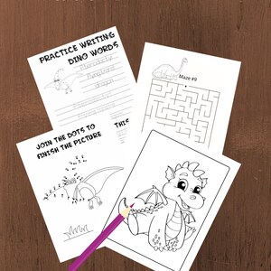 Printable Dinosaur Activity and Coloring Pages for Kids, Instant ...