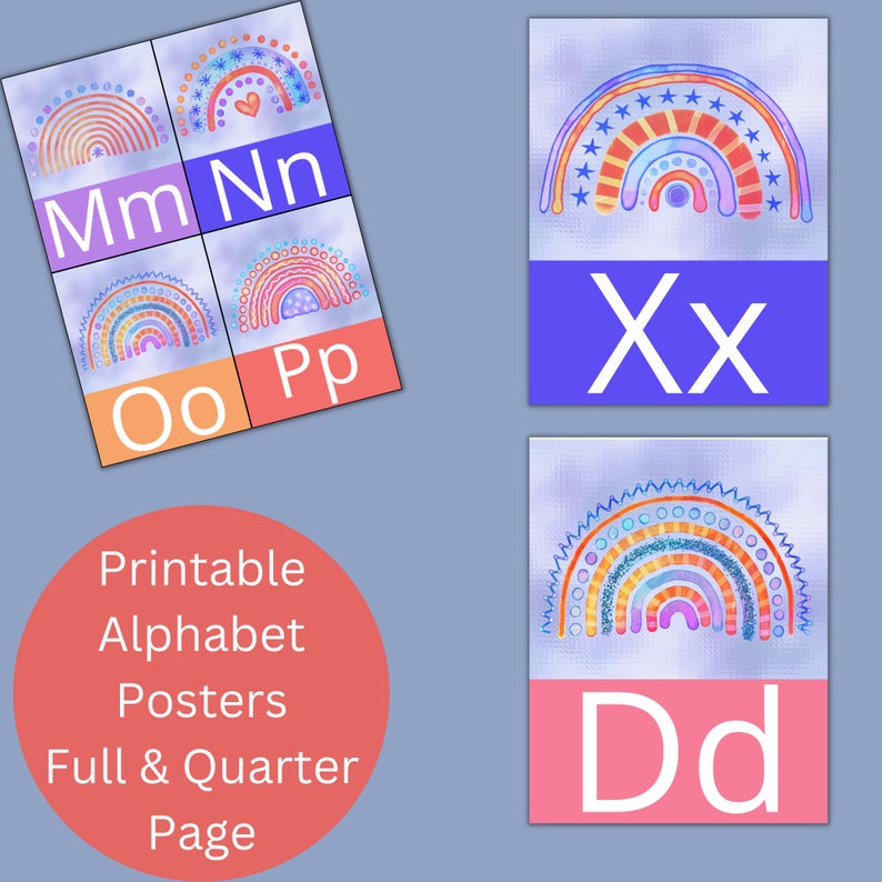 Printable Alphabet Posters, Educational Instant Download PDF, Full Page ...