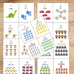 Printable Numbers 1 - 20 Flash Cards, Educational Instant Download PDF ...