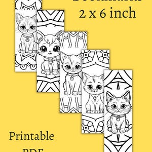 Printable Kids Coloring Cat Theme Bookmarks, Instant Download PDF - Etsy