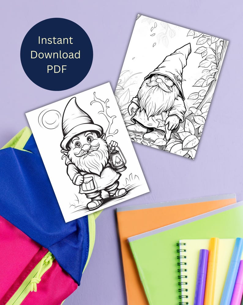 Printable Gnome Adventures Coloring and Journal/story Prompts, 40 X ...