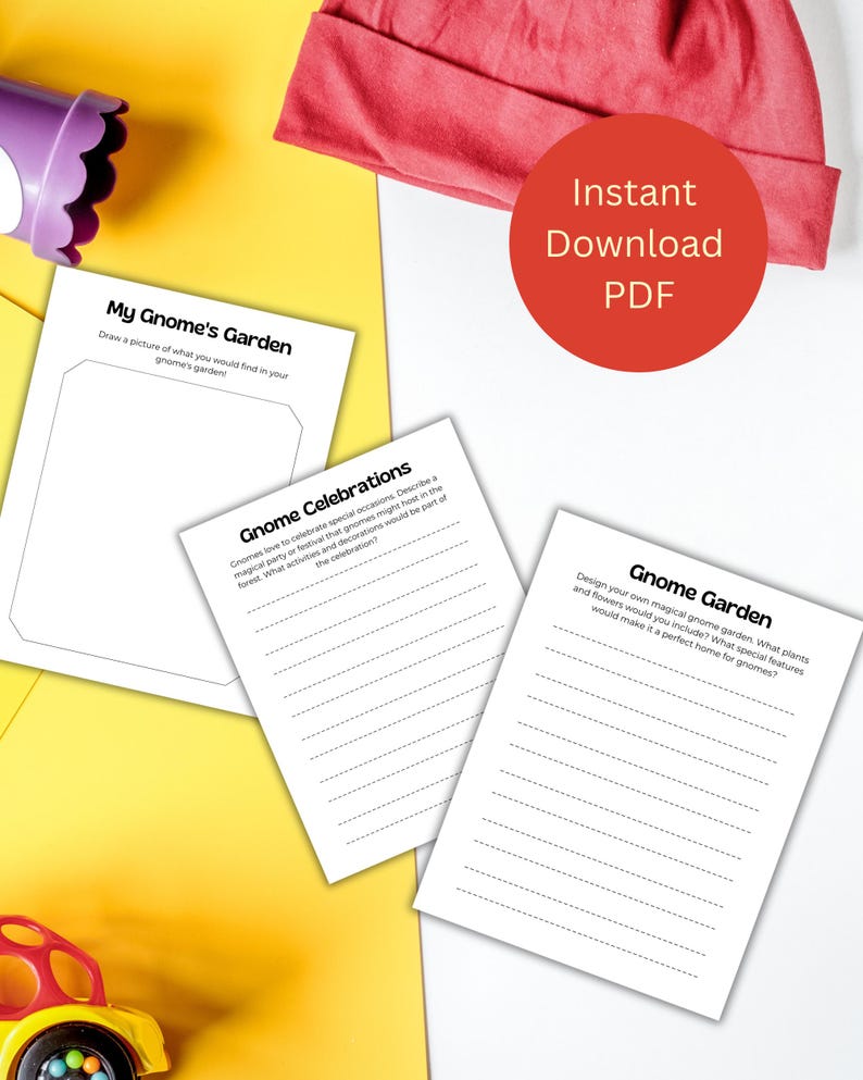 Printable Gnome Adventures Coloring and Journal/story Prompts, 40 X ...