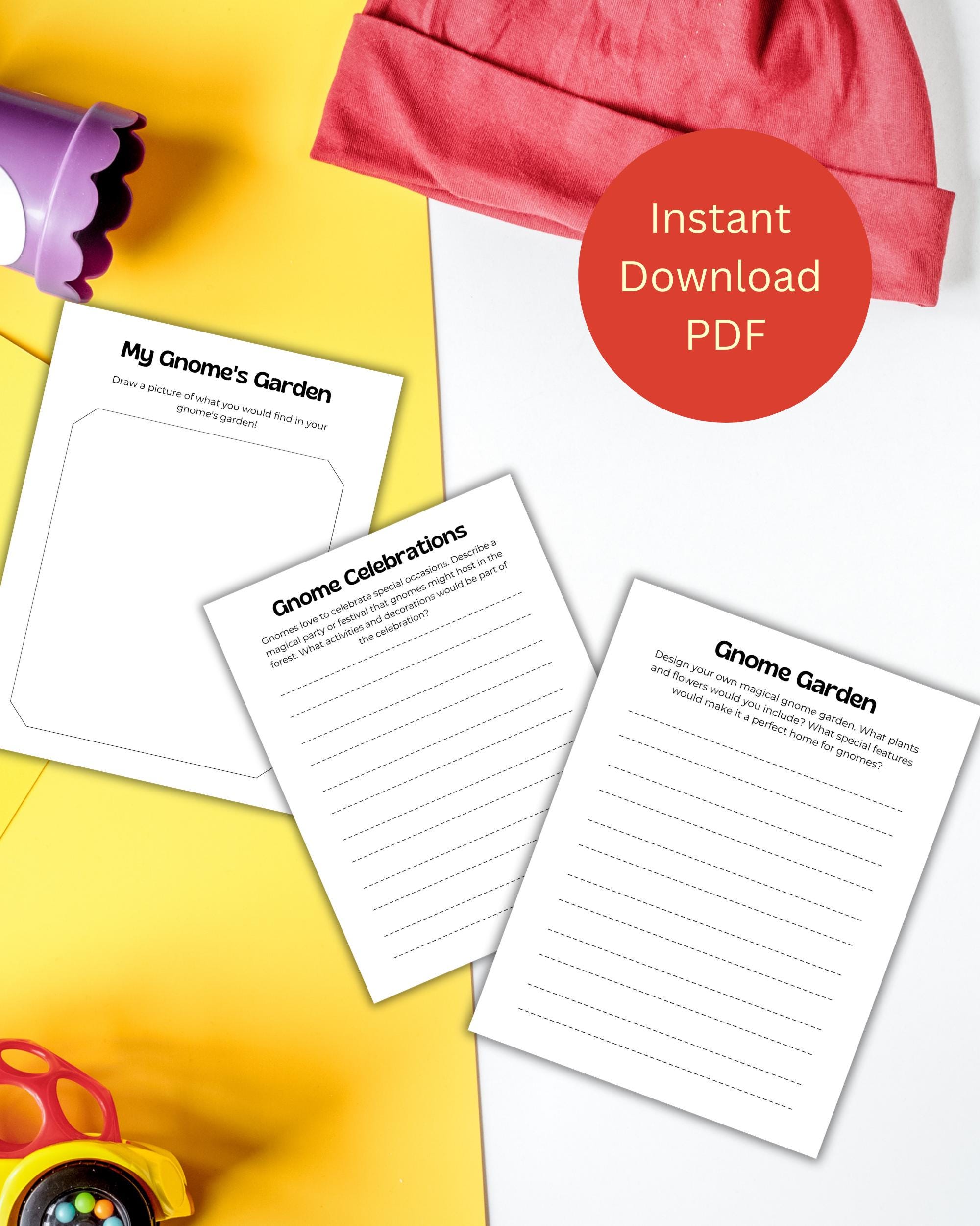 Printable Gnome Adventures Coloring and Journal/story Prompts, 40 X ...