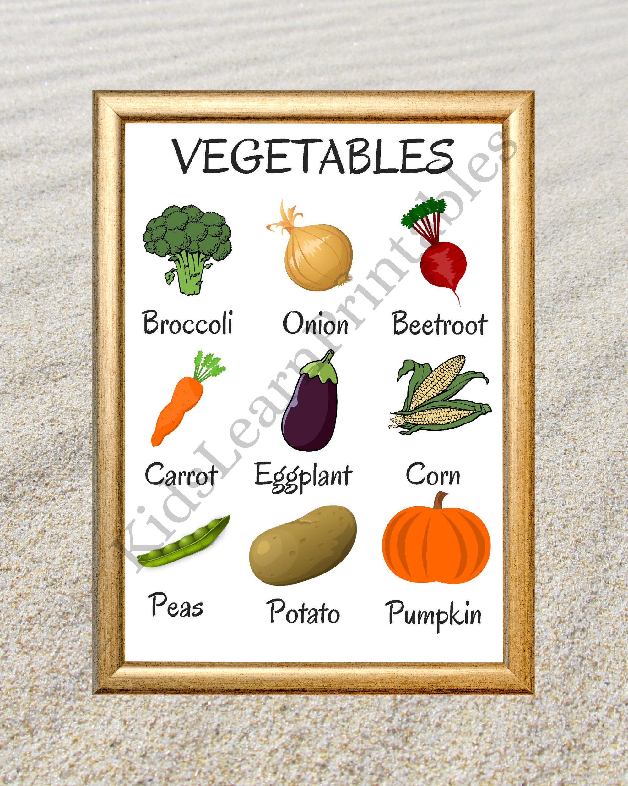 Printable Vegetables Words Chart, Educational Home Learning, 8.5 X 11 ...