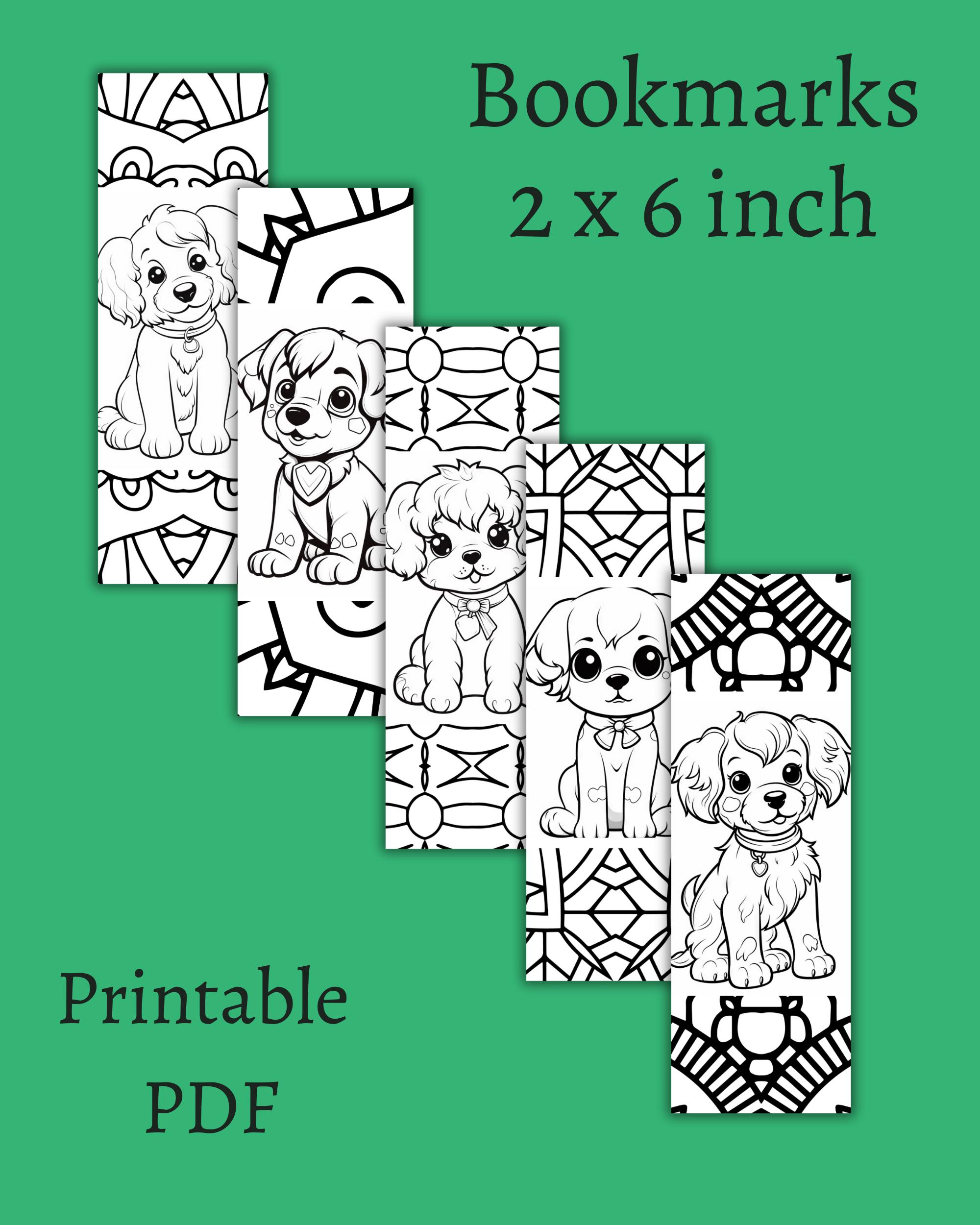 Printable Kids Coloring Dog Theme Bookmarks, Instant Download PDF - Etsy
