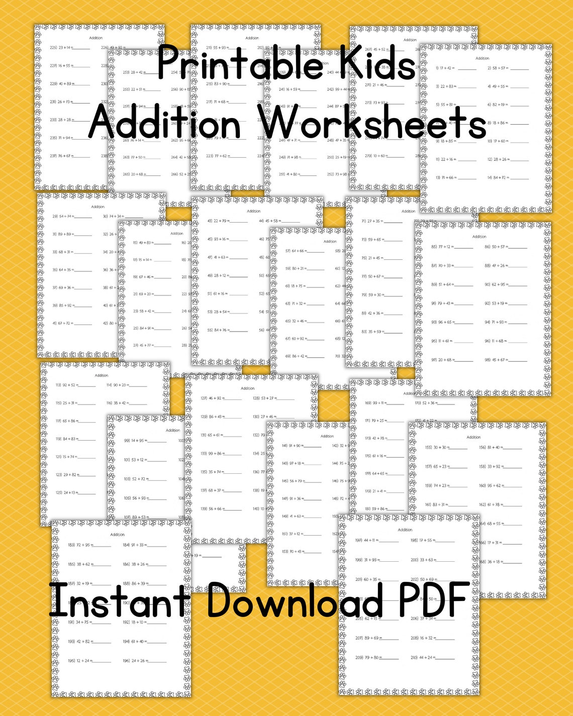 Printable Maths Addition Worksheets, 20 Sheets With Answers, Numbers 10 ...