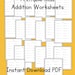 Printable Maths Addition Worksheets, 20 Sheets With Answers, Numbers 10 ...