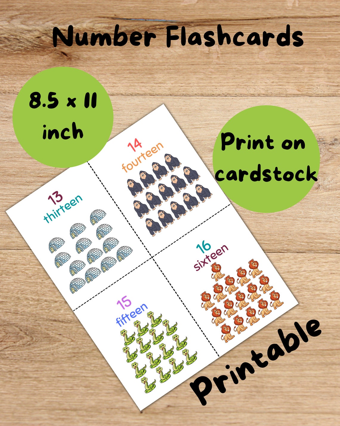 Printable Numbers 1 - 20 Flash Cards, Educational Instant Download PDF ...