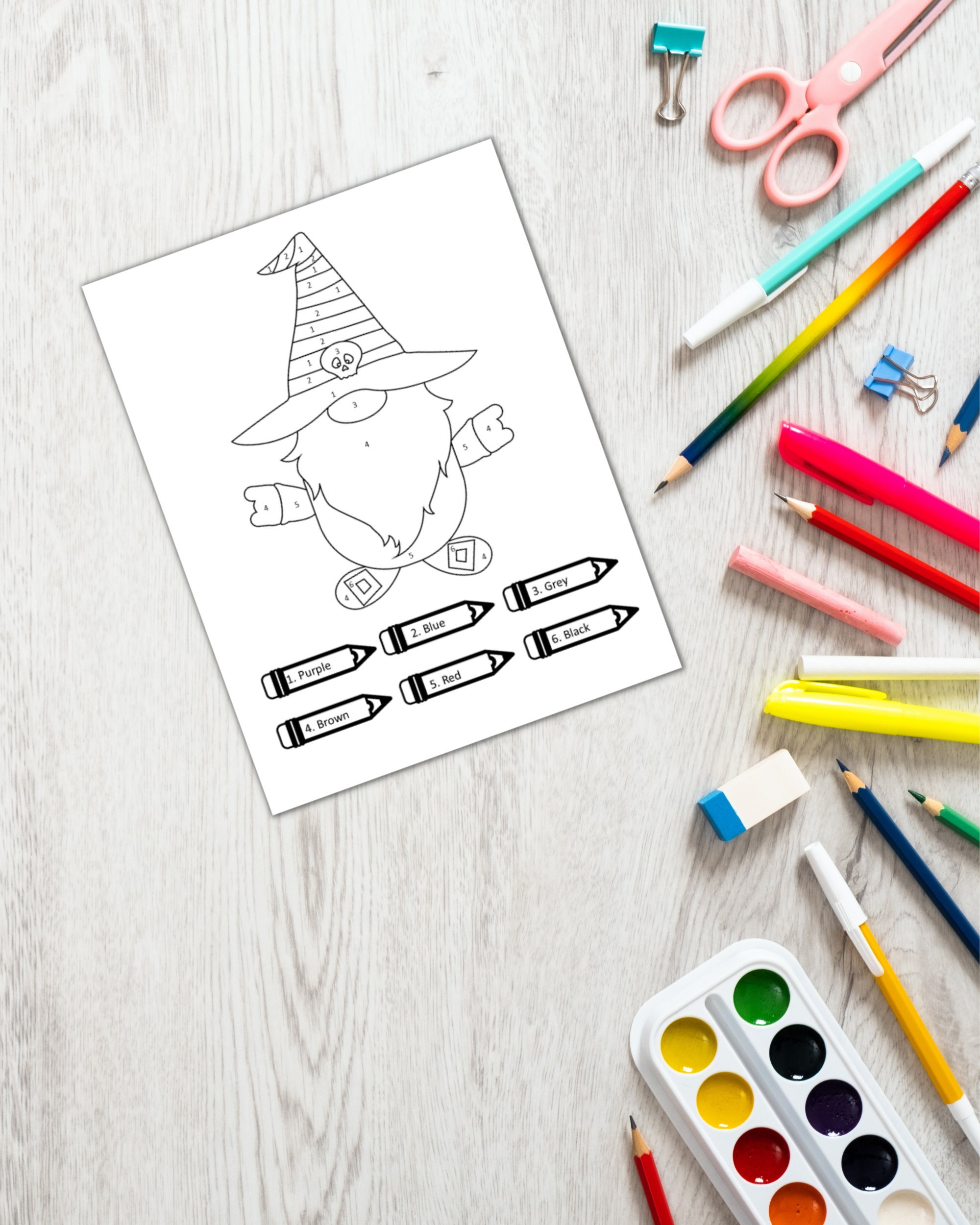Printable Gnomes Color by Number, Kids Color by Numbers, 20 Pages ...