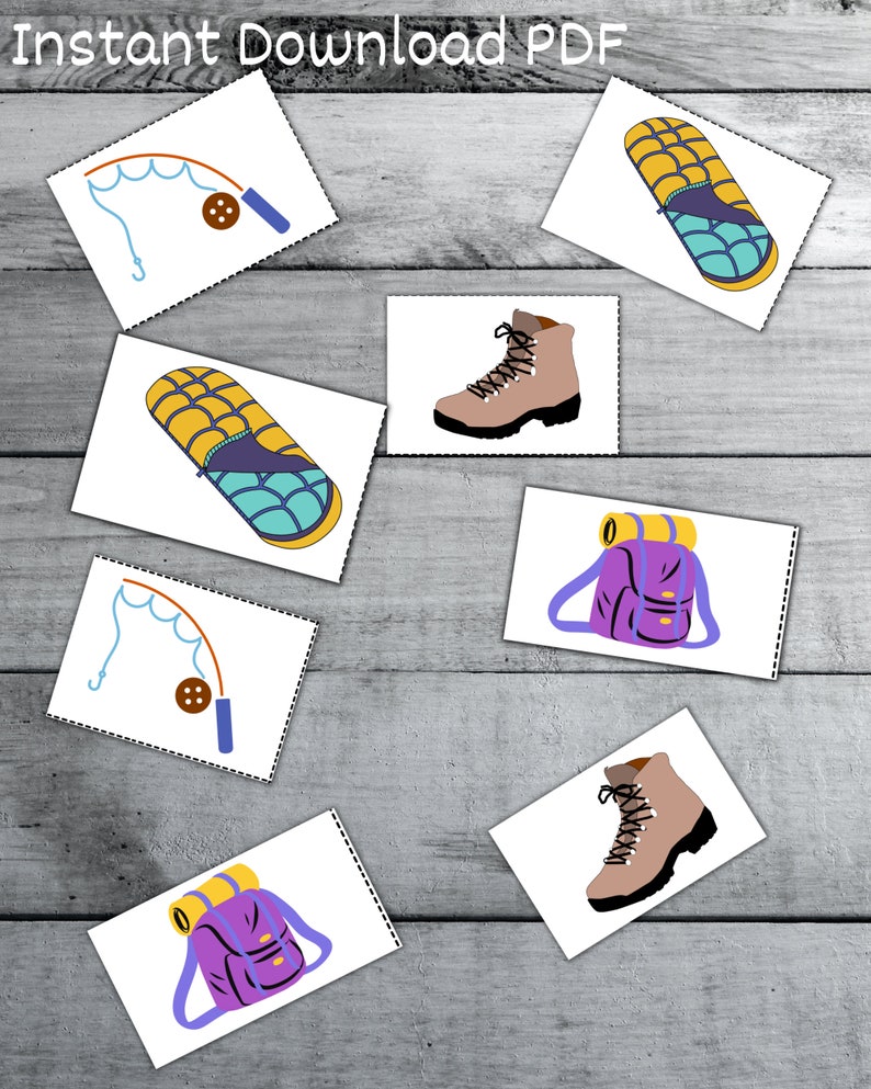 Printable Matching Card Game Camping Theme Memory Card Game - Etsy