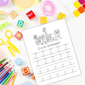 Printable Alphabet Tracing Worksheets, Jobs Theme ABC, Instant Download ...