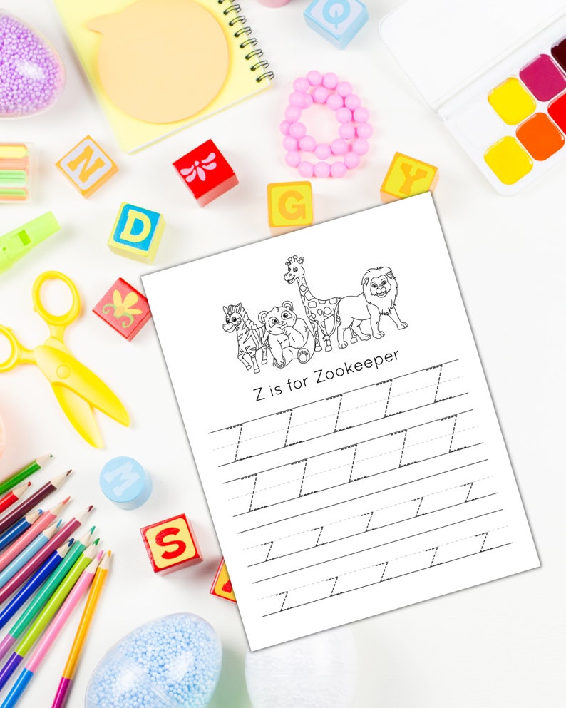 Printable Alphabet Tracing Worksheets, Jobs Theme ABC, Instant Download ...