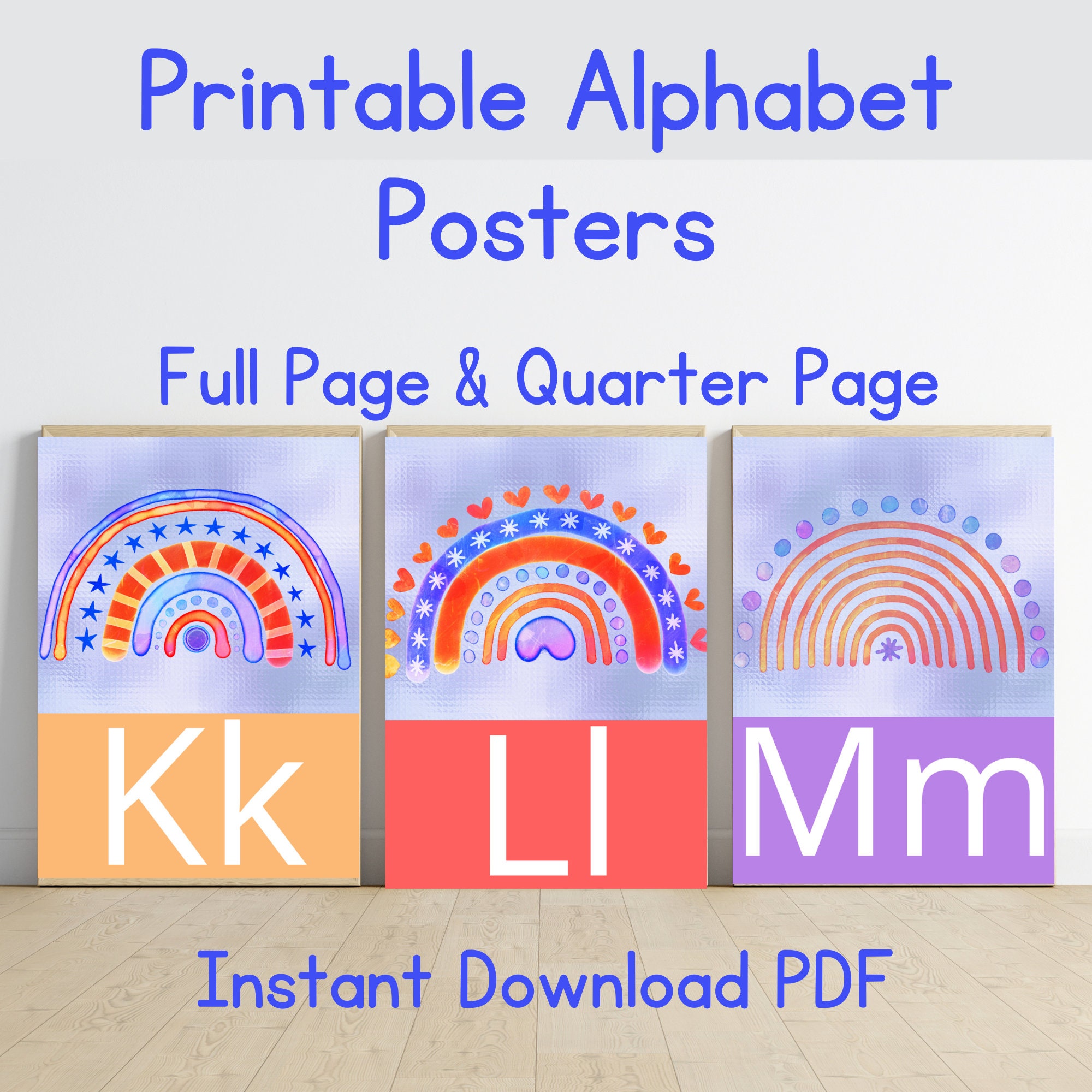 Printable Alphabet Posters, Educational Instant Download PDF, Full Page ...