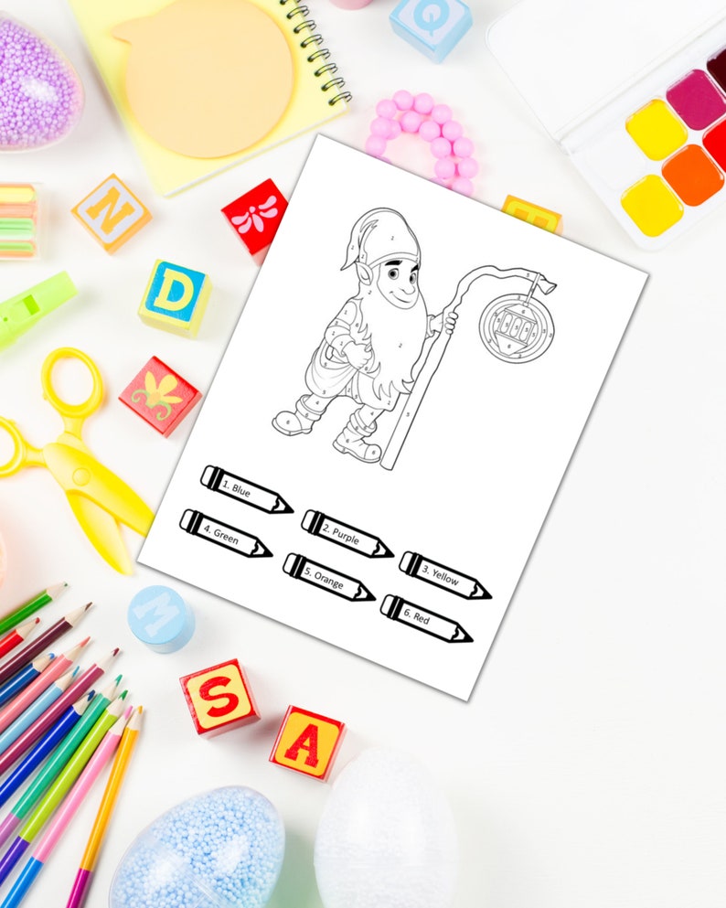 Printable Gnomes Color by Number, Kids Color by Numbers, 20 Pages ...