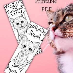 Printable Kids Coloring Cat Theme Bookmarks, Instant Download PDF - Etsy
