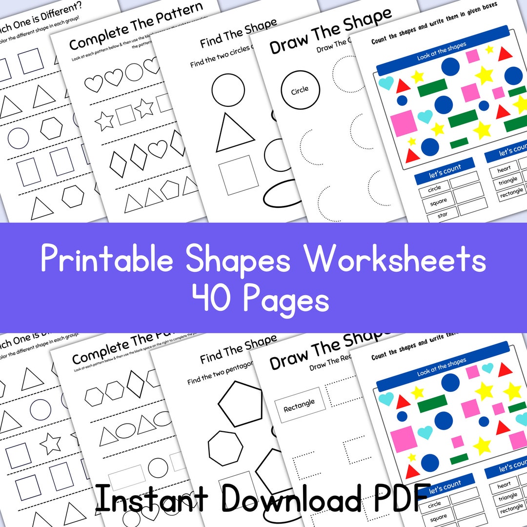 Printable Shapes Worksheets, Homeschool Kindergarten Worksheets ...