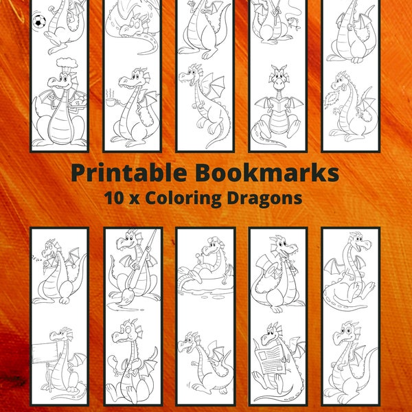 Printable Kids Coloring Dragon Bookmarks, Instant Download PDF - Etsy