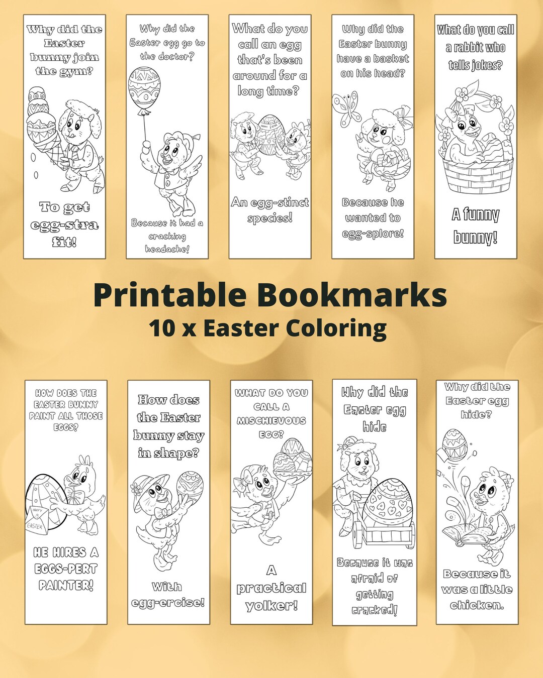 Printable Easter Coloring Bookmarks, 10 Fun Coloring With Jokes for ...