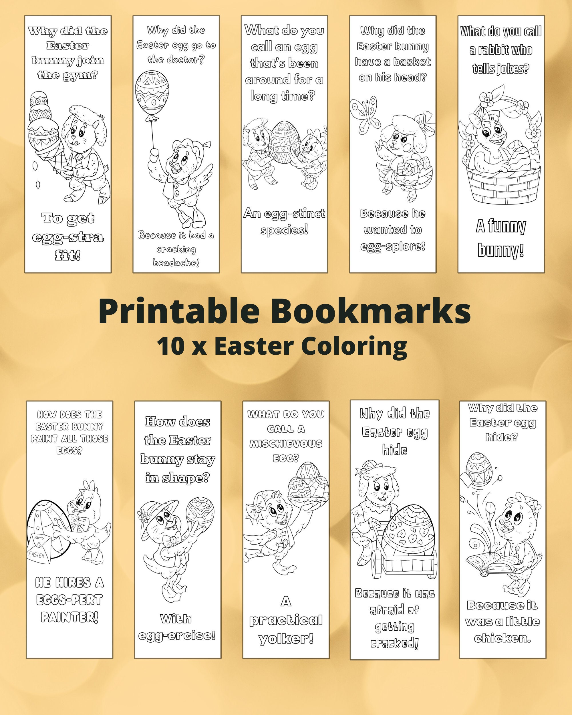 Printable Easter Coloring Bookmarks, 10 Fun Coloring With Jokes for ...