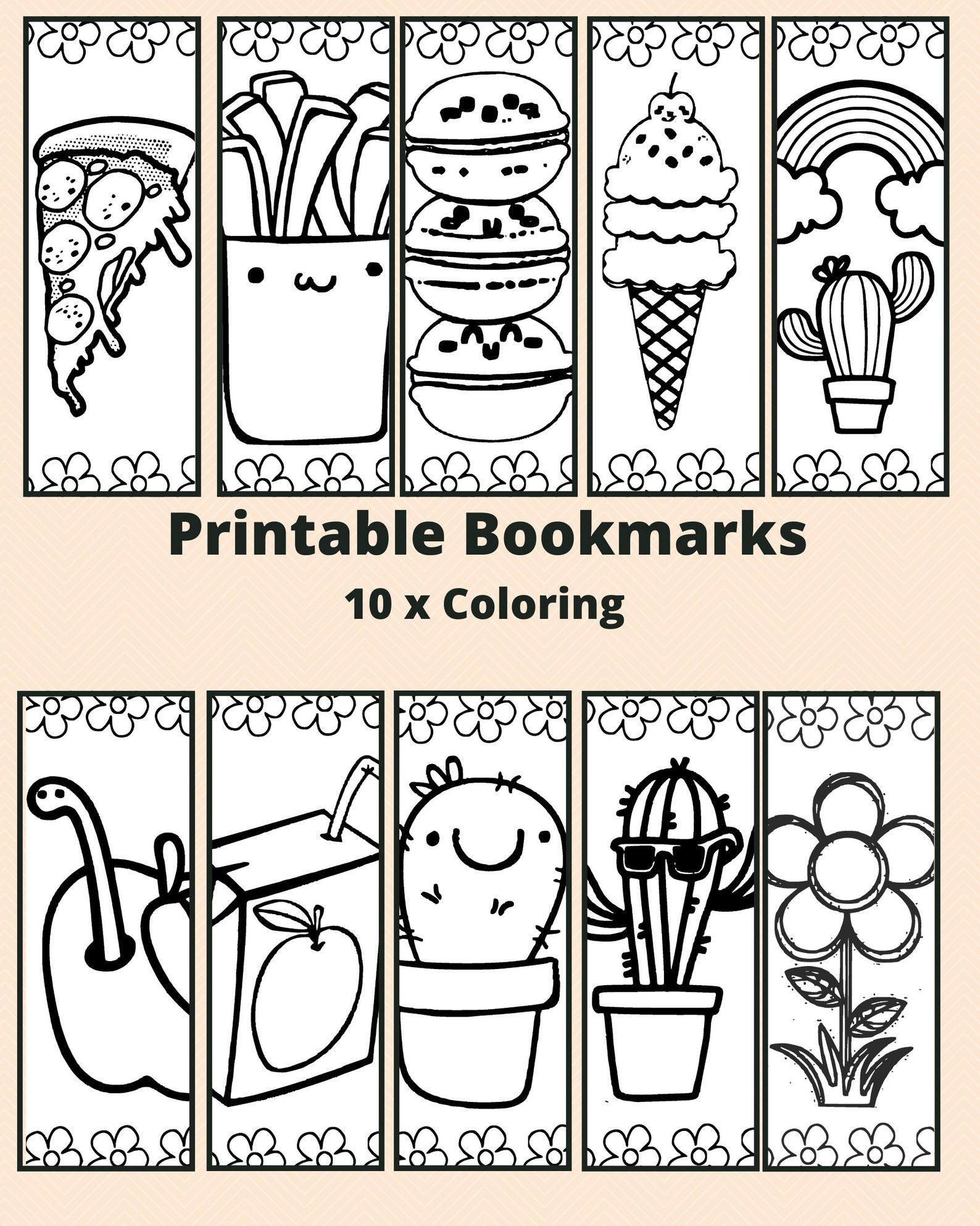 Printable Kids Coloring Bookmarks, Instant Download PDF - Etsy