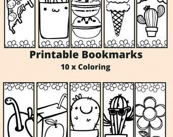 4 Printable Coloring Bookmarks for Kids INSTANT DOWNLOAD Color Your Own ...
