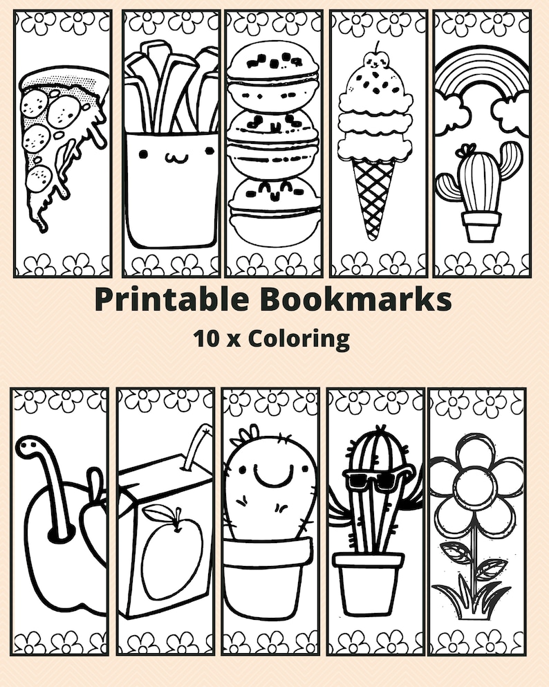 Printable Kids Coloring Bookmarks, Instant Download PDF - Etsy