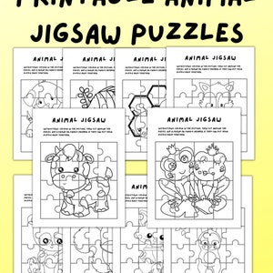 Printable Animals Colouring Jigsaw Puzzles, 10 Pages, Instant Download ...