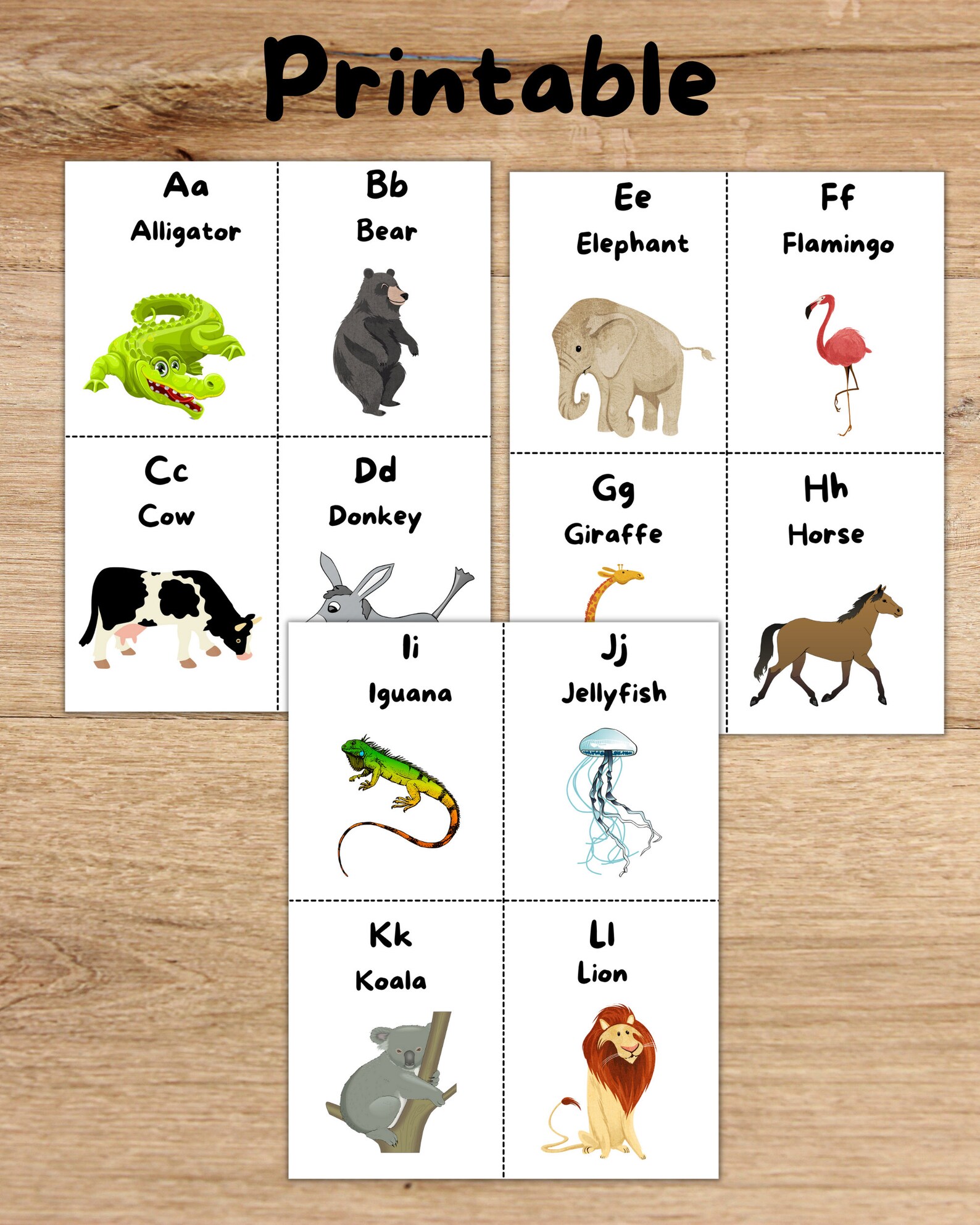 Printable A - Z Alphabet Flash Cards, ABC Cards, Educational Instant ...