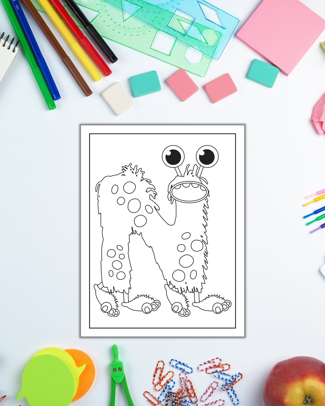 Printable Monster Coloring Alphabet, Alphabet Coloring Pages, Instant ...
