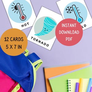 Printable Weather Flash Cards, Educational Instant Download PDF - Etsy