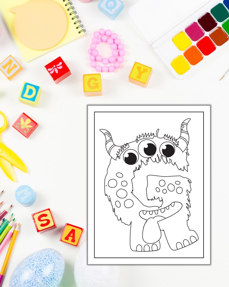 Printable Monster Coloring Alphabet, Alphabet Coloring Pages, Instant ...