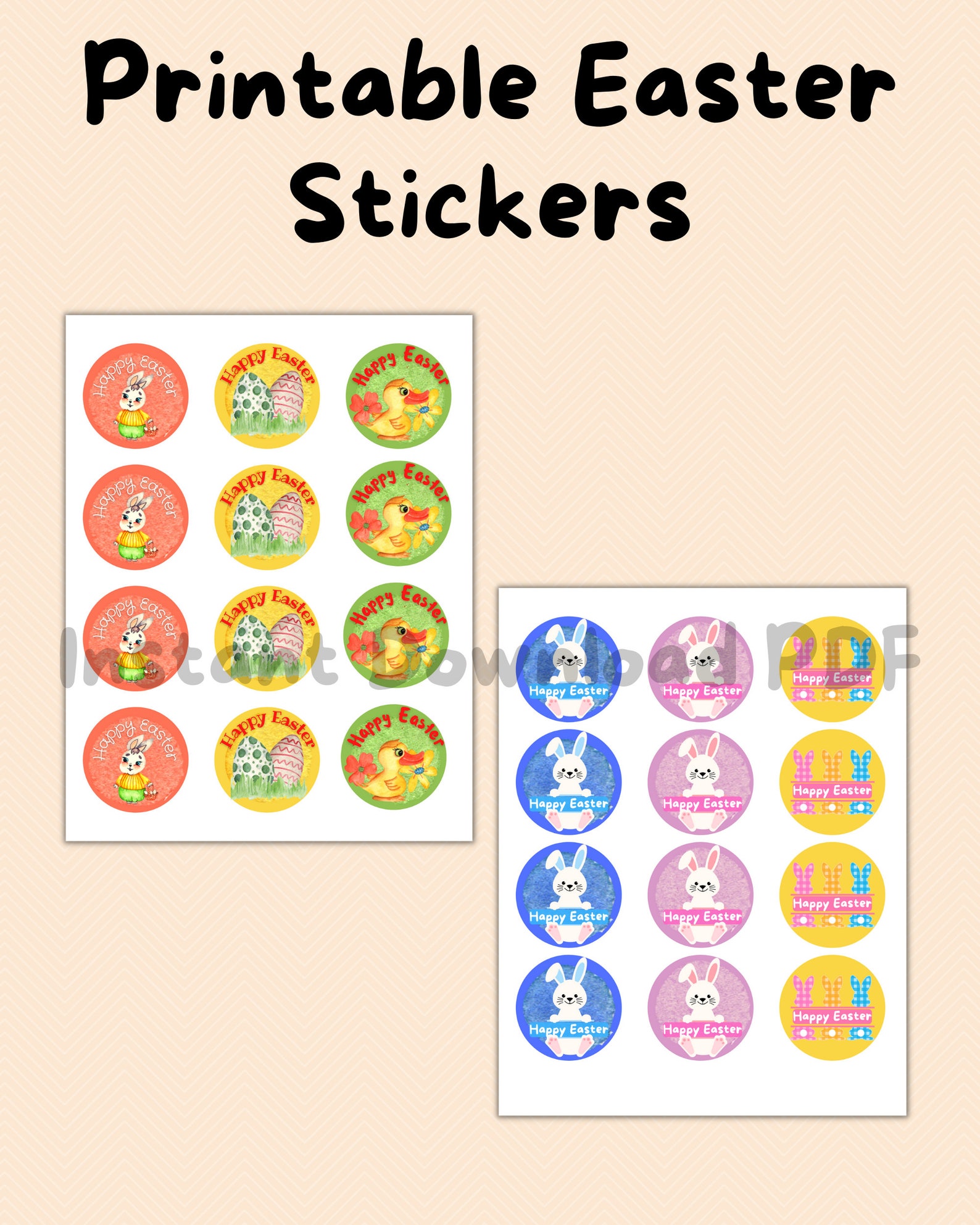 Printable Easter Sticker Sheets Happy Easter Print & Cut - Etsy