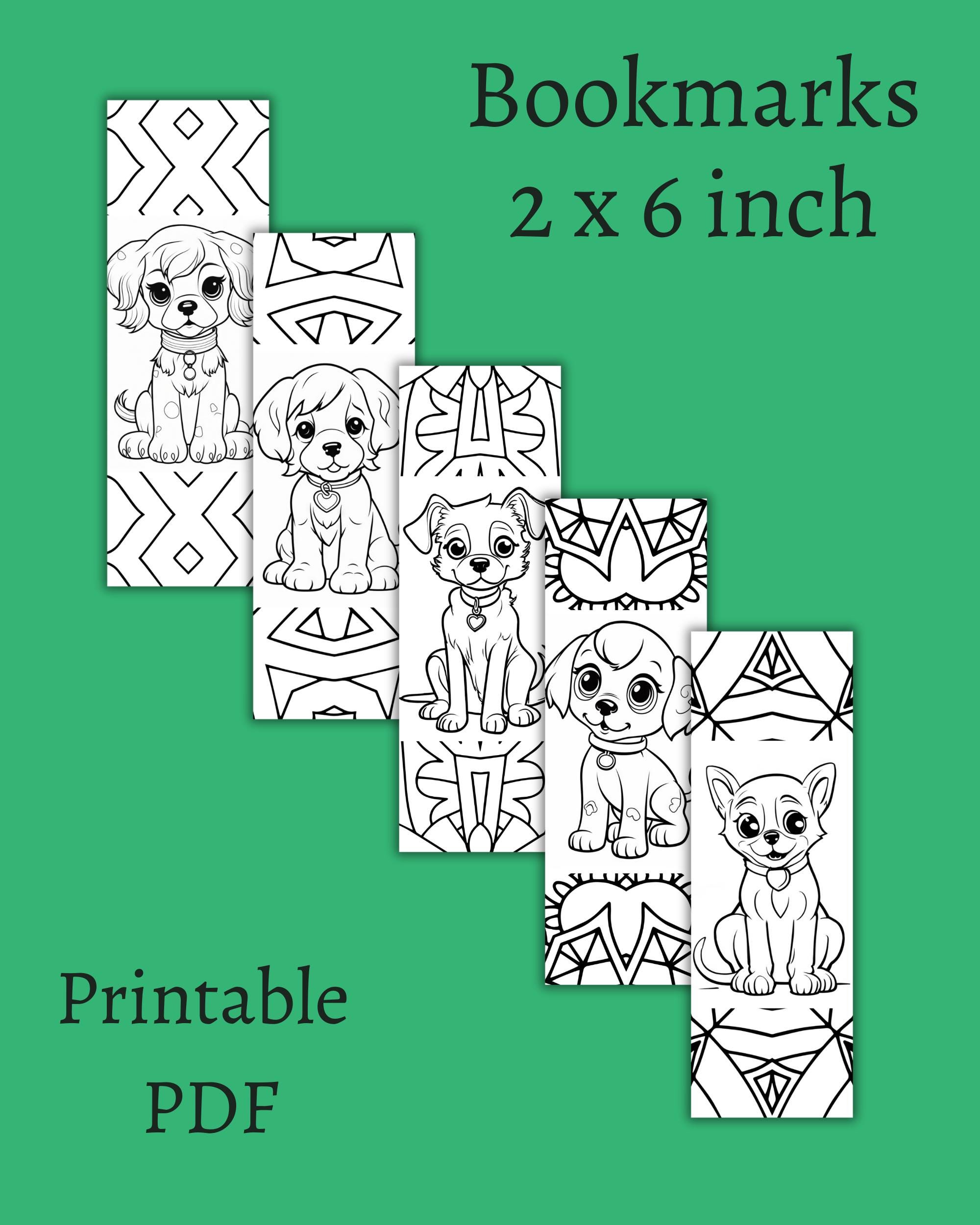 Printable Kids Coloring Dog Theme Bookmarks, Instant Download PDF - Etsy