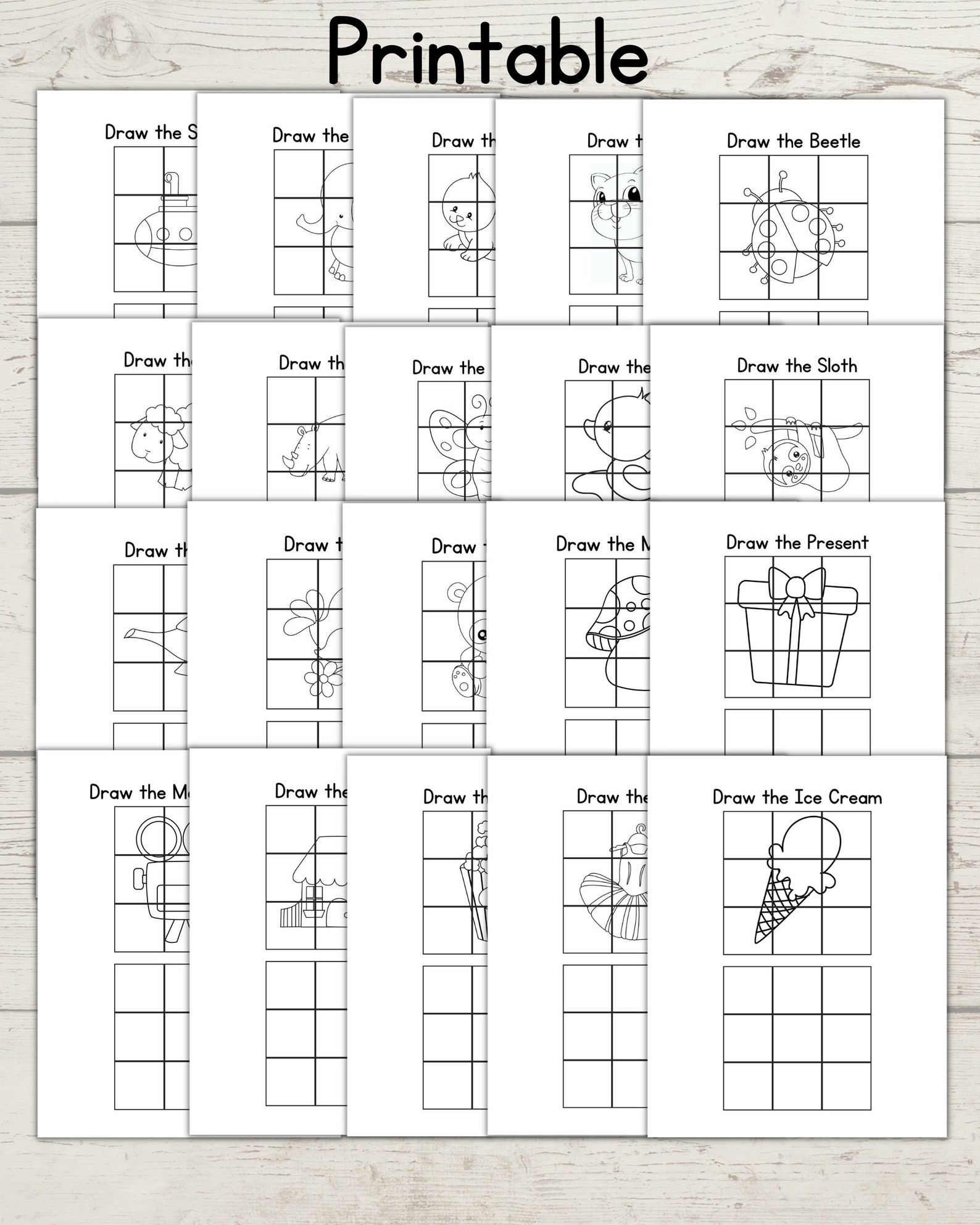 Printable Learn to Draw Activity Pages for Kids Instant | Etsy