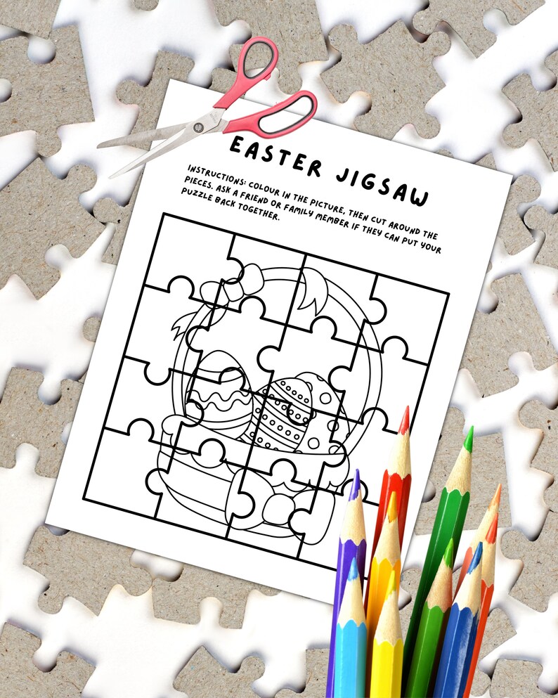 Printable Easter Colouring Jigsaw Puzzles, 10 Pages, Instant Download ...