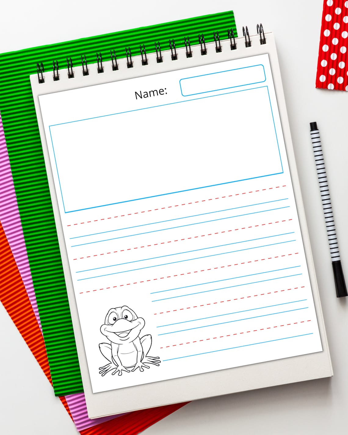 Printable Frogs Lined Paper With Picture Boxes, 10 Pages, Instant ...