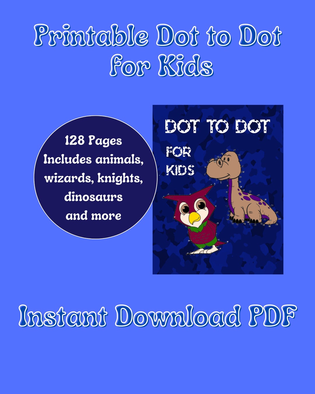 Printable Dot to Dot for Kids, 128 Dot to Dot Pages, Instant Download ...
