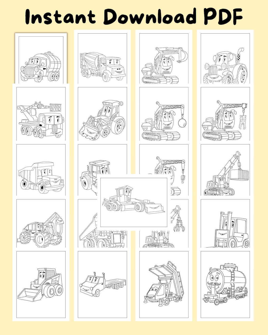 Printable Construction Vehicles Coloring Pages, 21 Pictures to Color ...